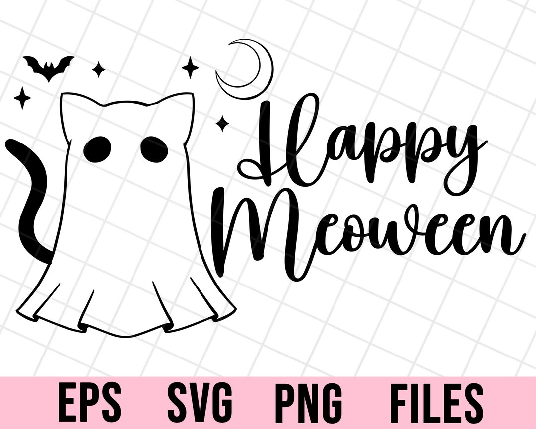 Happy Meoween Svg, Halloween Cat Svg, Ghost Cat Svg, Halloween Pet Svg ...