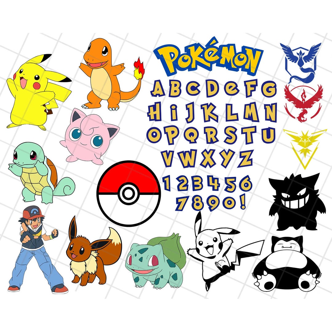 Pokemon Svg, Video Game Clipart, Dxf Files, Layered Pokemon Font ...