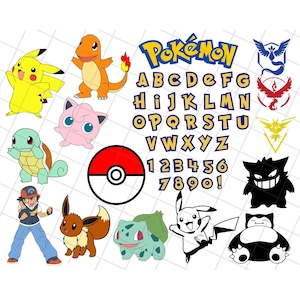 Poke Svg, Printable Font, Game Svg, Dxf Files, Layered Pokemon Font ...