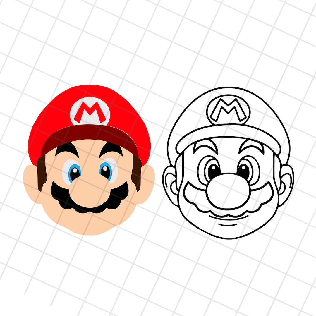 Mario Face Svg, Video Game Clipart, Dxf Files, Clipart, Printable Png ...