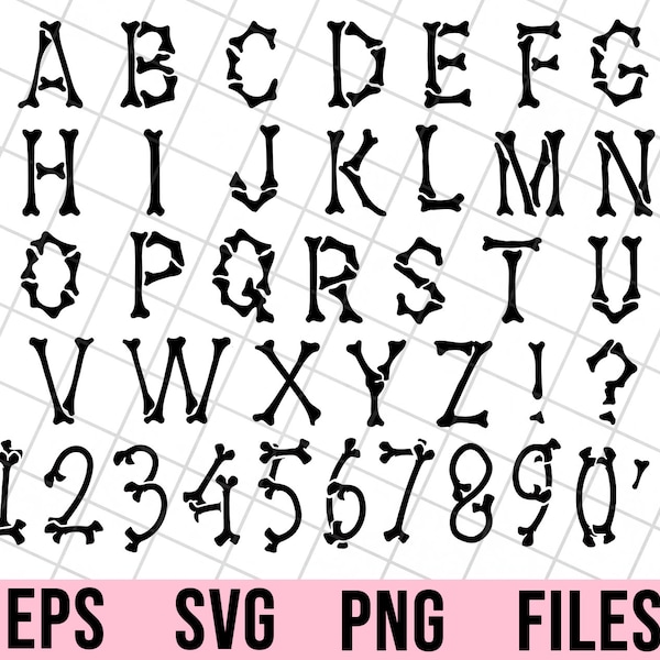 Bone Font Numbers - Etsy