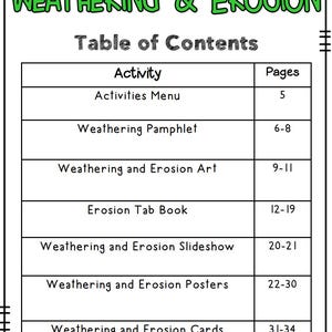 Weathering and Erosion Choice Board Activities - Etsy