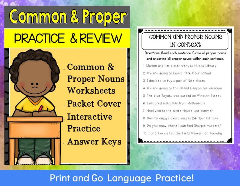 Common and Proper Nouns Practice - Etsy