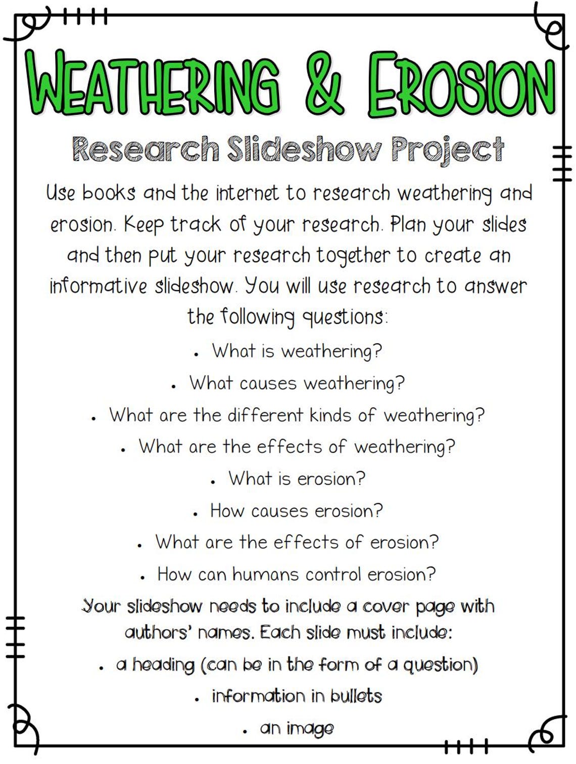 Weathering and Erosion Choice Board Activities - Etsy
