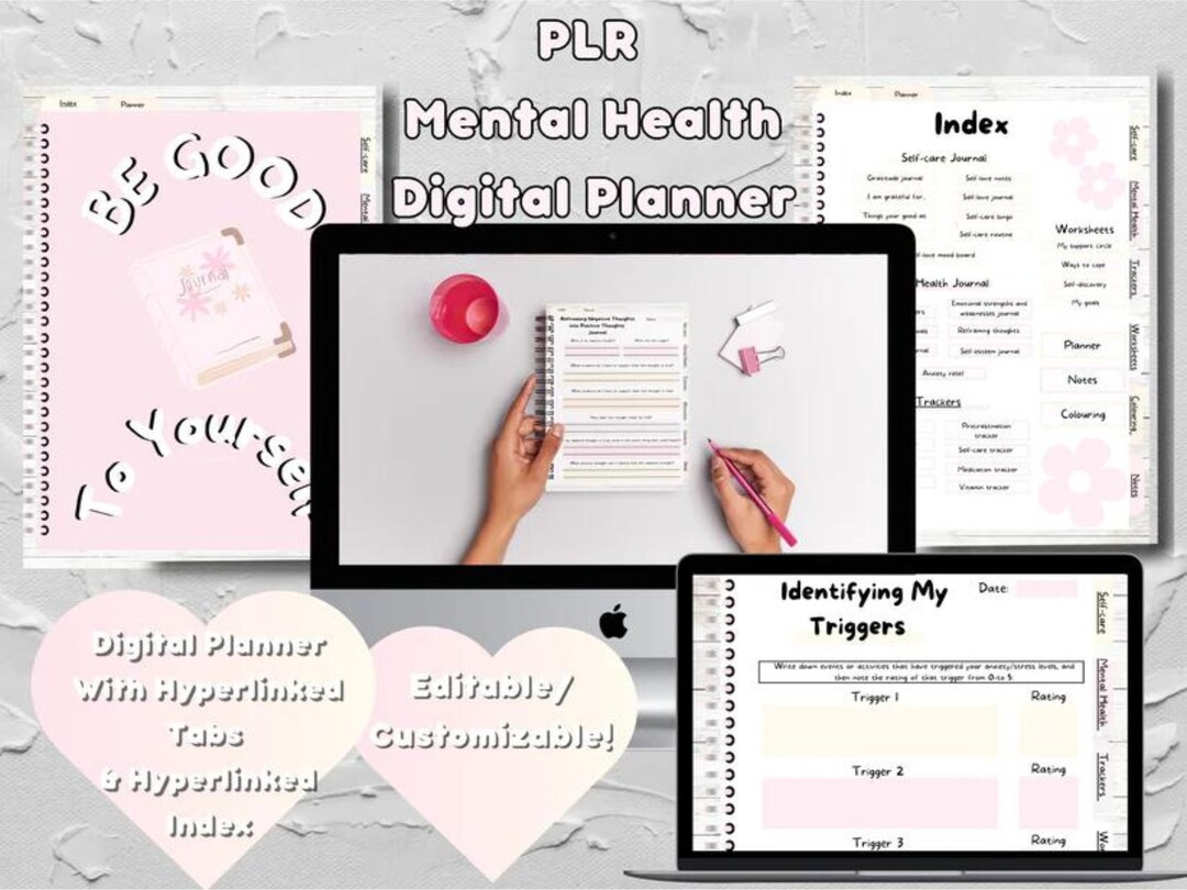 Mental Health Digital Journal Hyperlinked | Self Care Journal | Mental ...