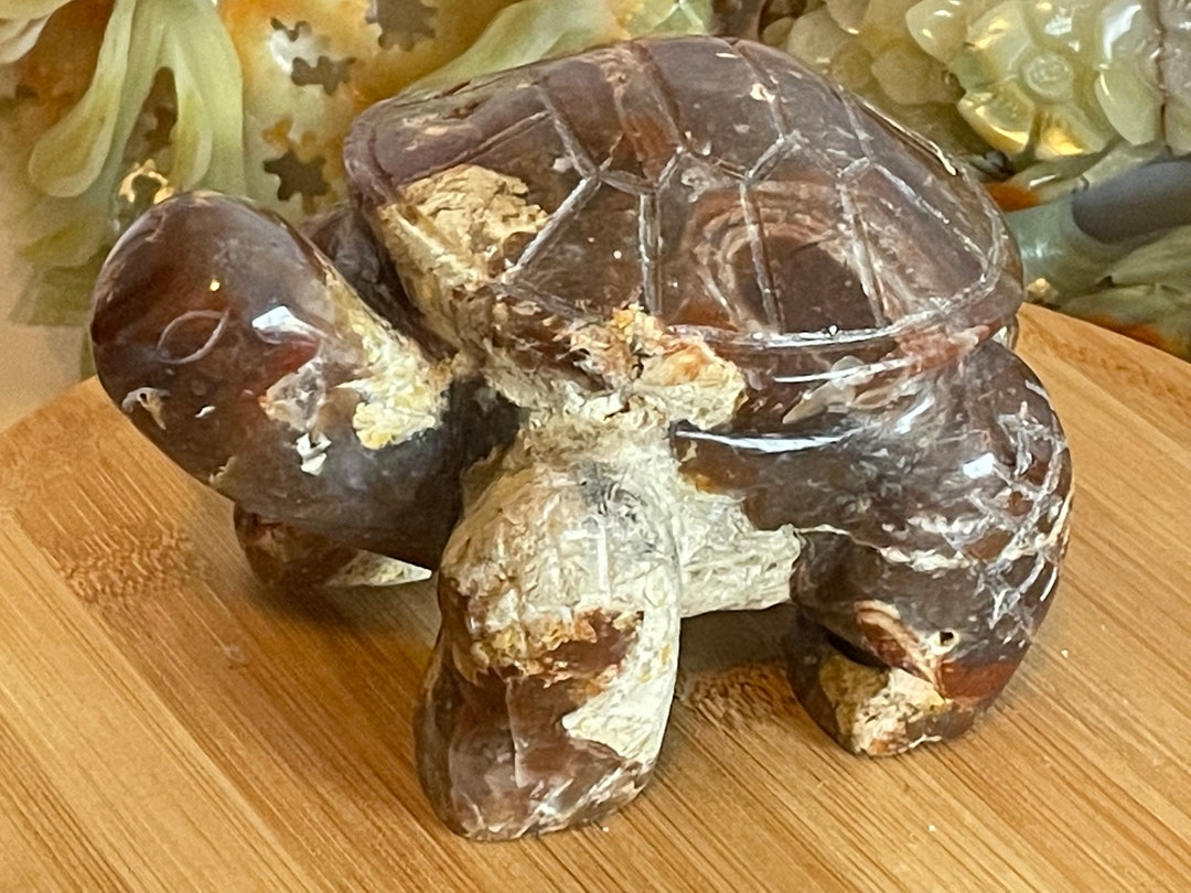 Hand Carved Crystal Chalcedony Turtle - Etsy
