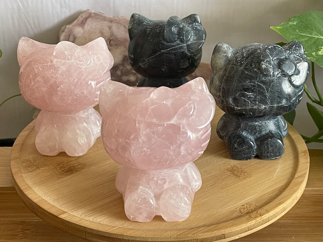 Hello Kitty Crystal Carvings! Rose Quartz and Labradorite! - Etsy Australia
