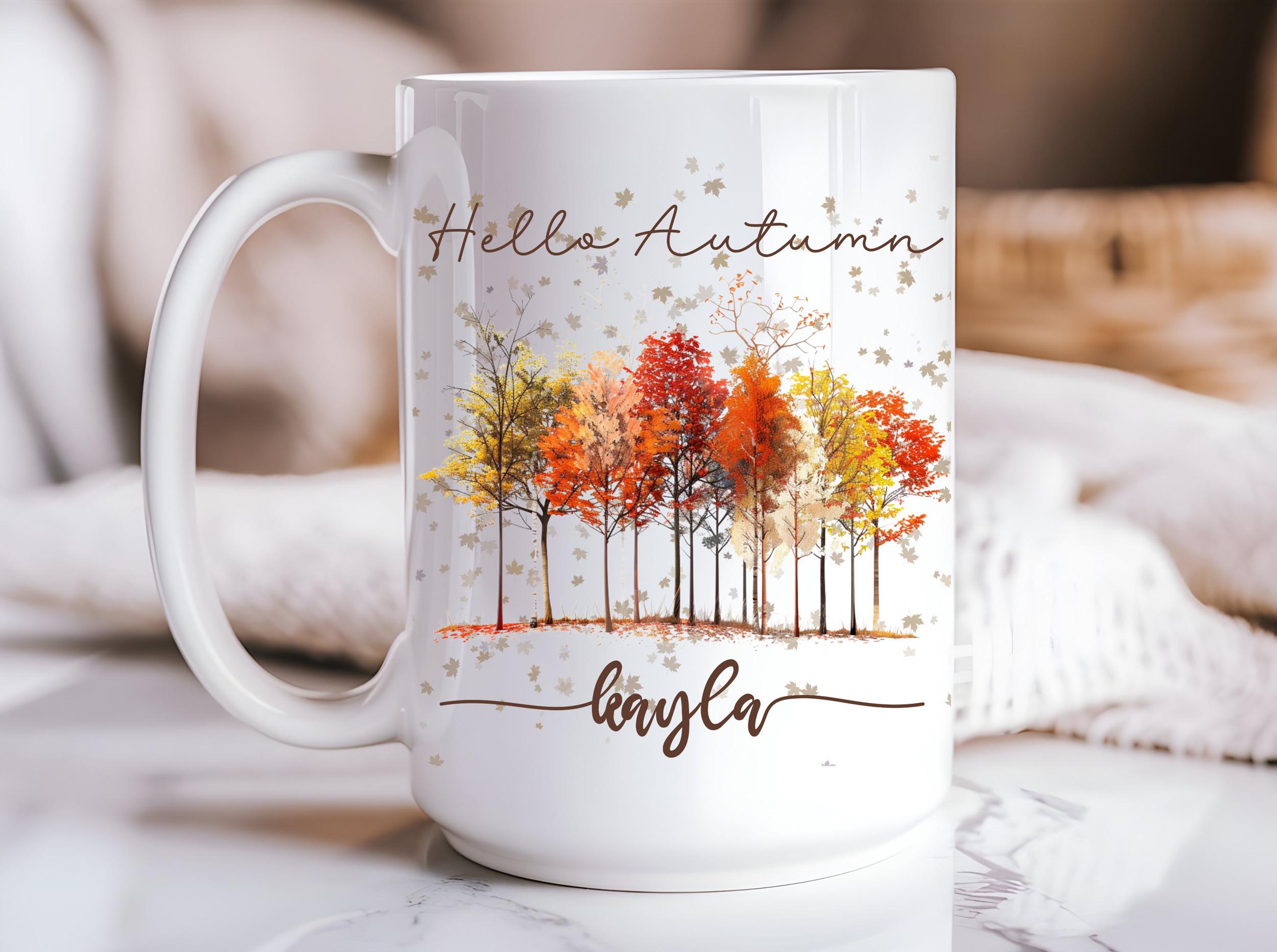 Custom Fall Tree Mug, Autumn Decor, Loves Fall Coffee Mug, Funny Coffee ...