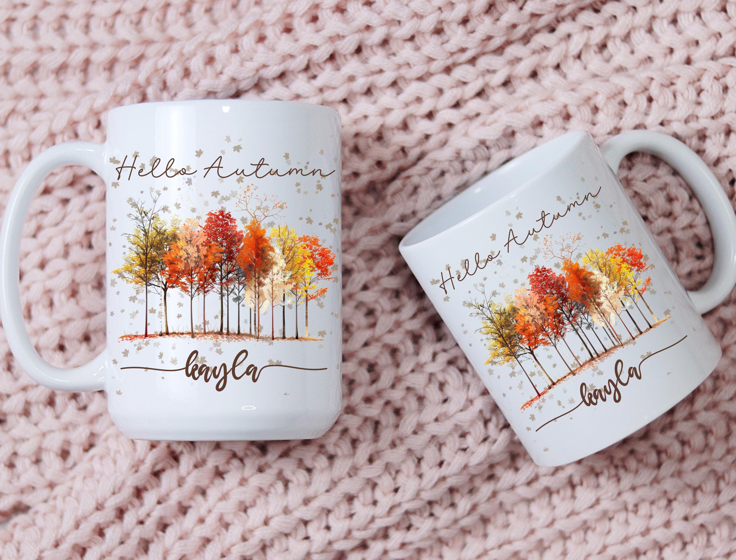 Custom Fall Tree Mug, Autumn Decor, Loves Fall Coffee Mug, Funny Coffee ...
