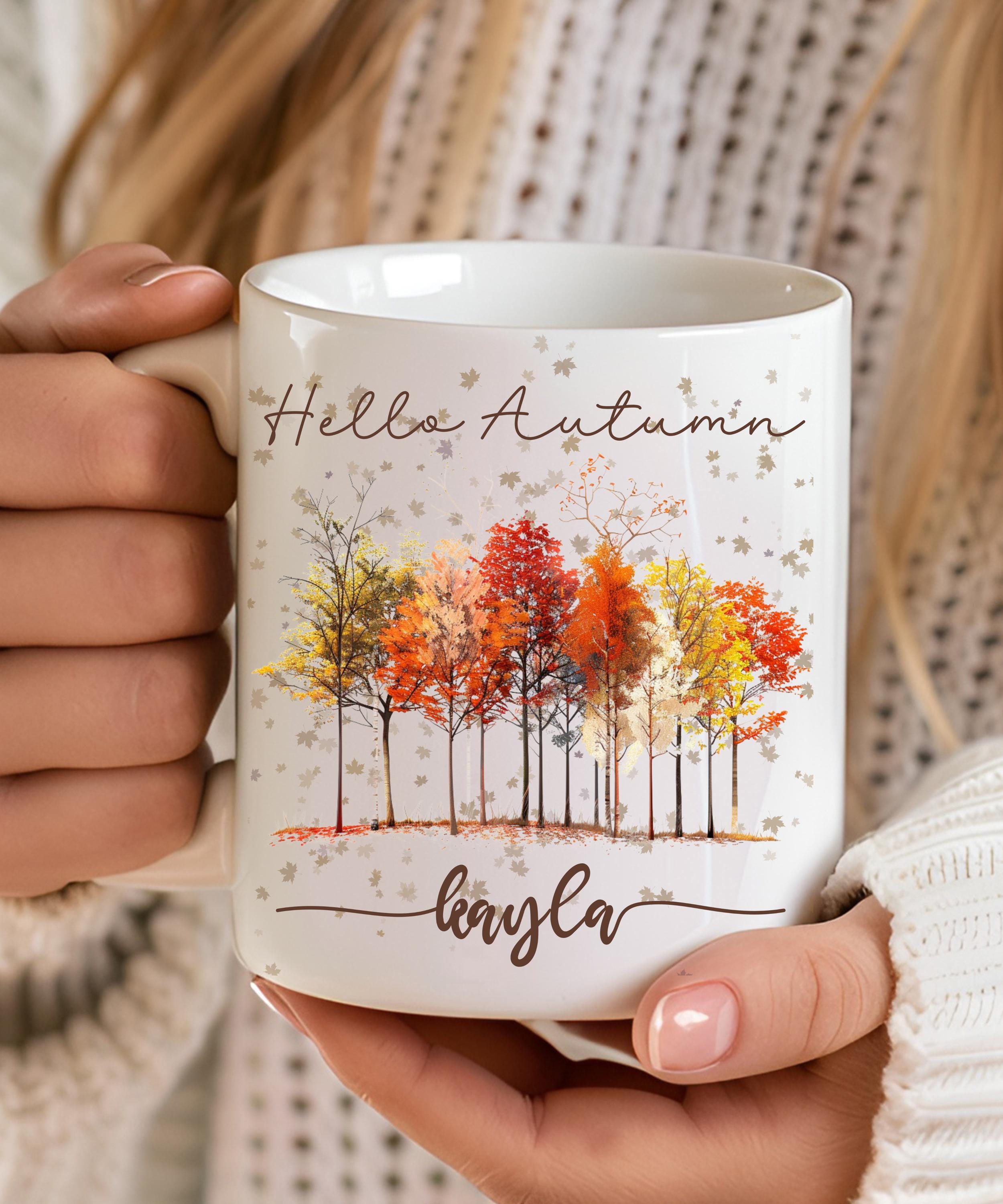 Custom Fall Tree Mug, Autumn Decor, Loves Fall Coffee Mug, Funny Coffee ...