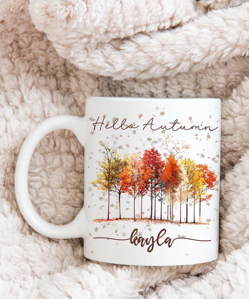Custom Fall Tree Mug, Autumn Decor, Loves Fall Coffee Mug, Funny Coffee ...