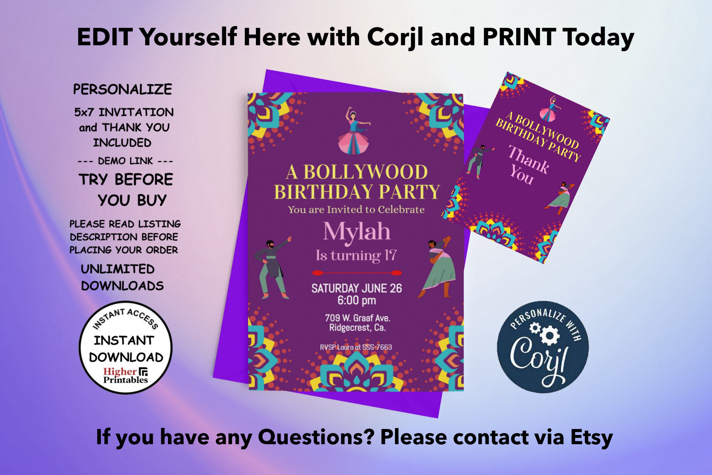Bollywood Night Invitation