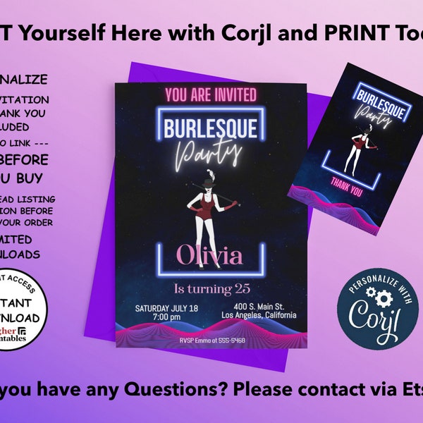 Burlesque Invitation - Etsy