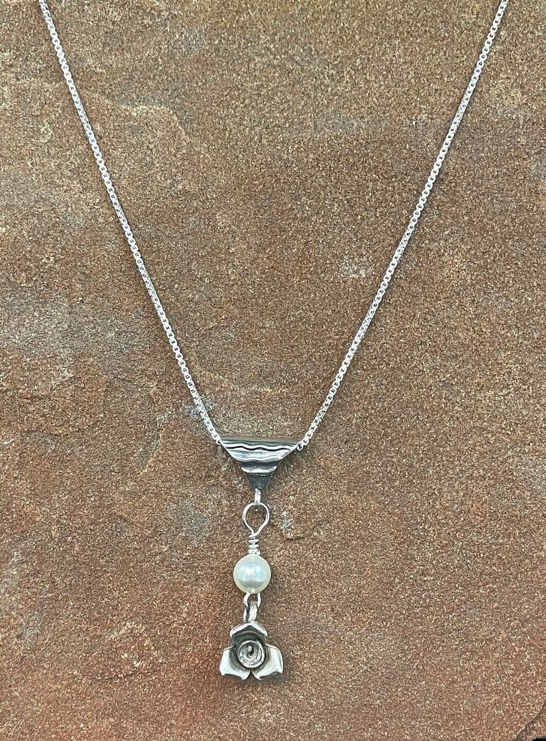 Hill Tribe Silver Flower & Pearl Necklace, 20 Inches - Etsy