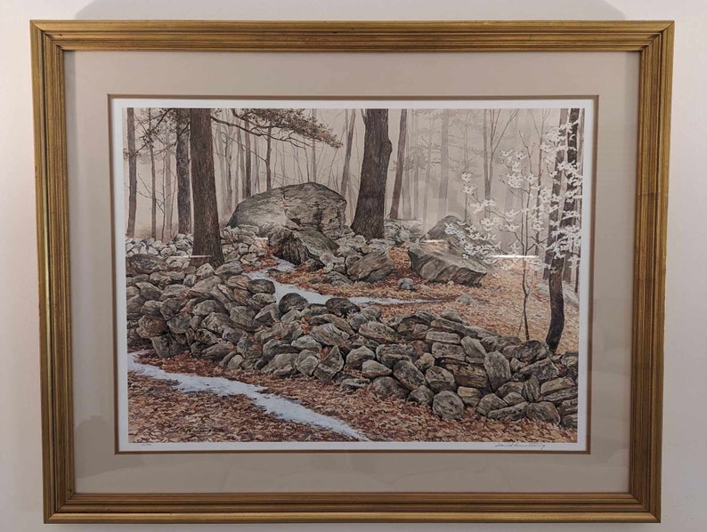 Signed David Armstrong Print: Mountain Dogwood Landscape, Framed ...