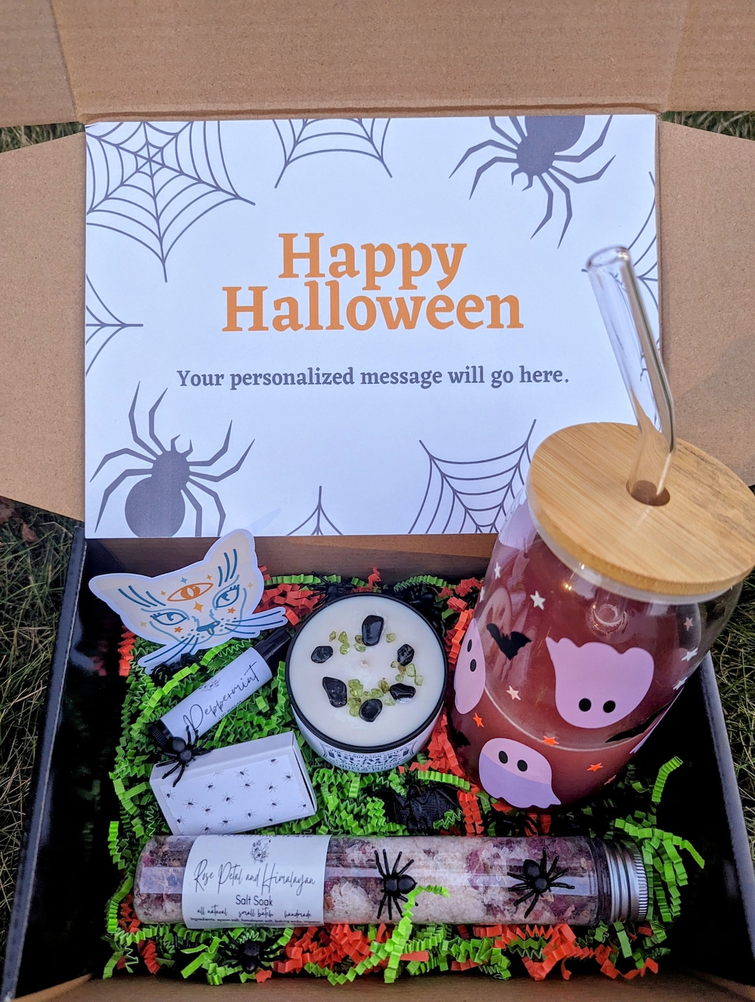 Halloween Boo Box Gift Set: Soy Candle, Ghost Glass & Spa Gifts - Etsy