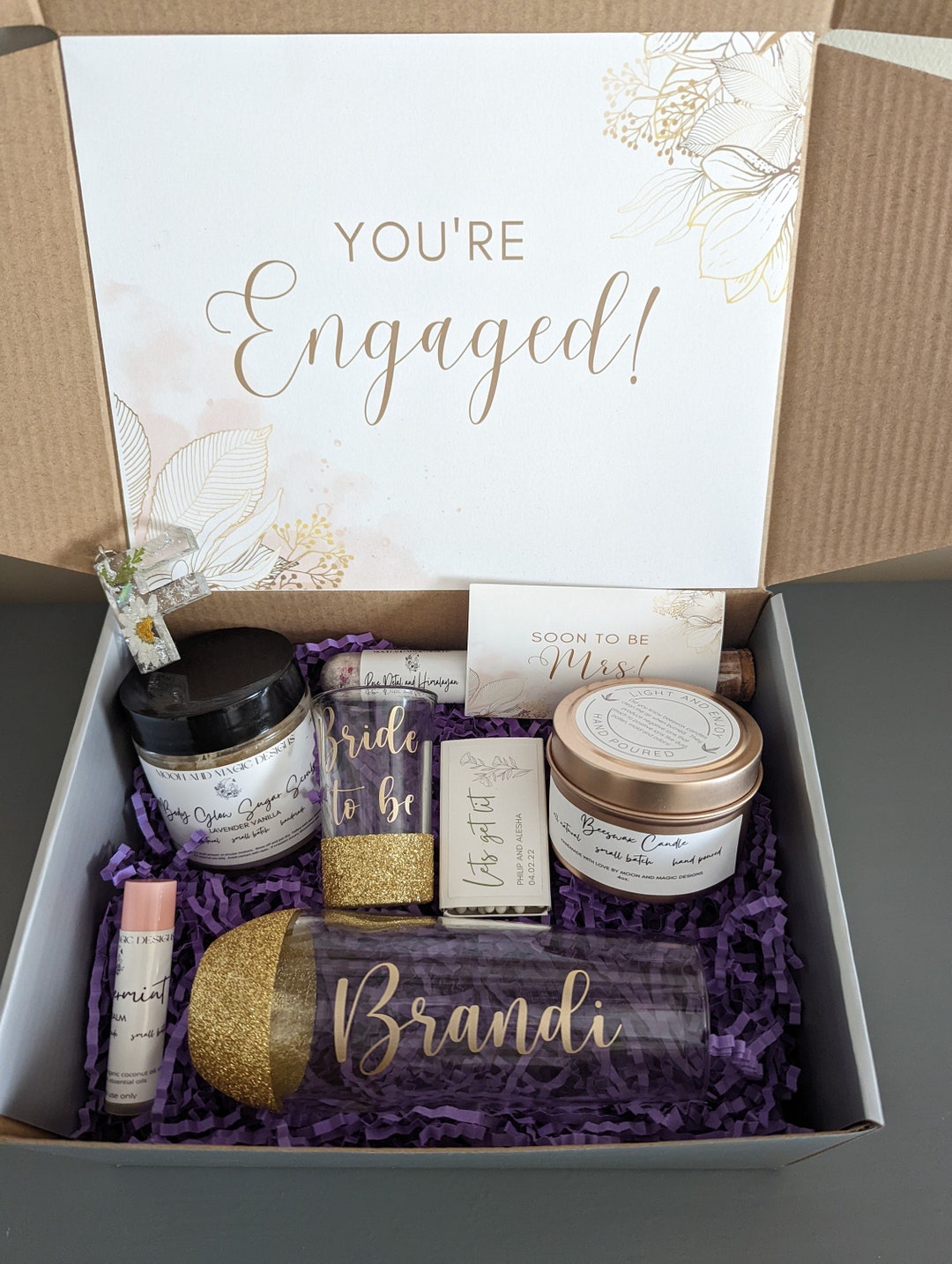 Engagement Personalized Gift Box, Engagement Gifts, Just Engaged Gifts ...