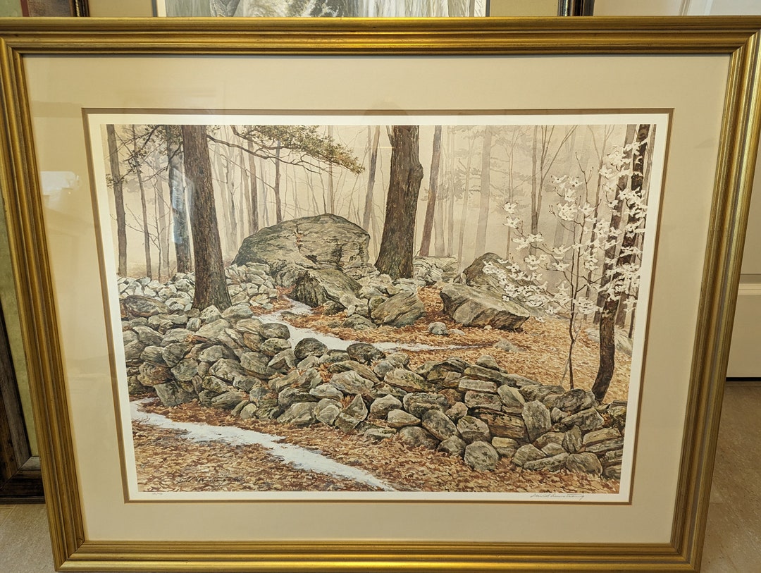Signed David Armstrong Print: Mountain Dogwood Landscape, Framed ...