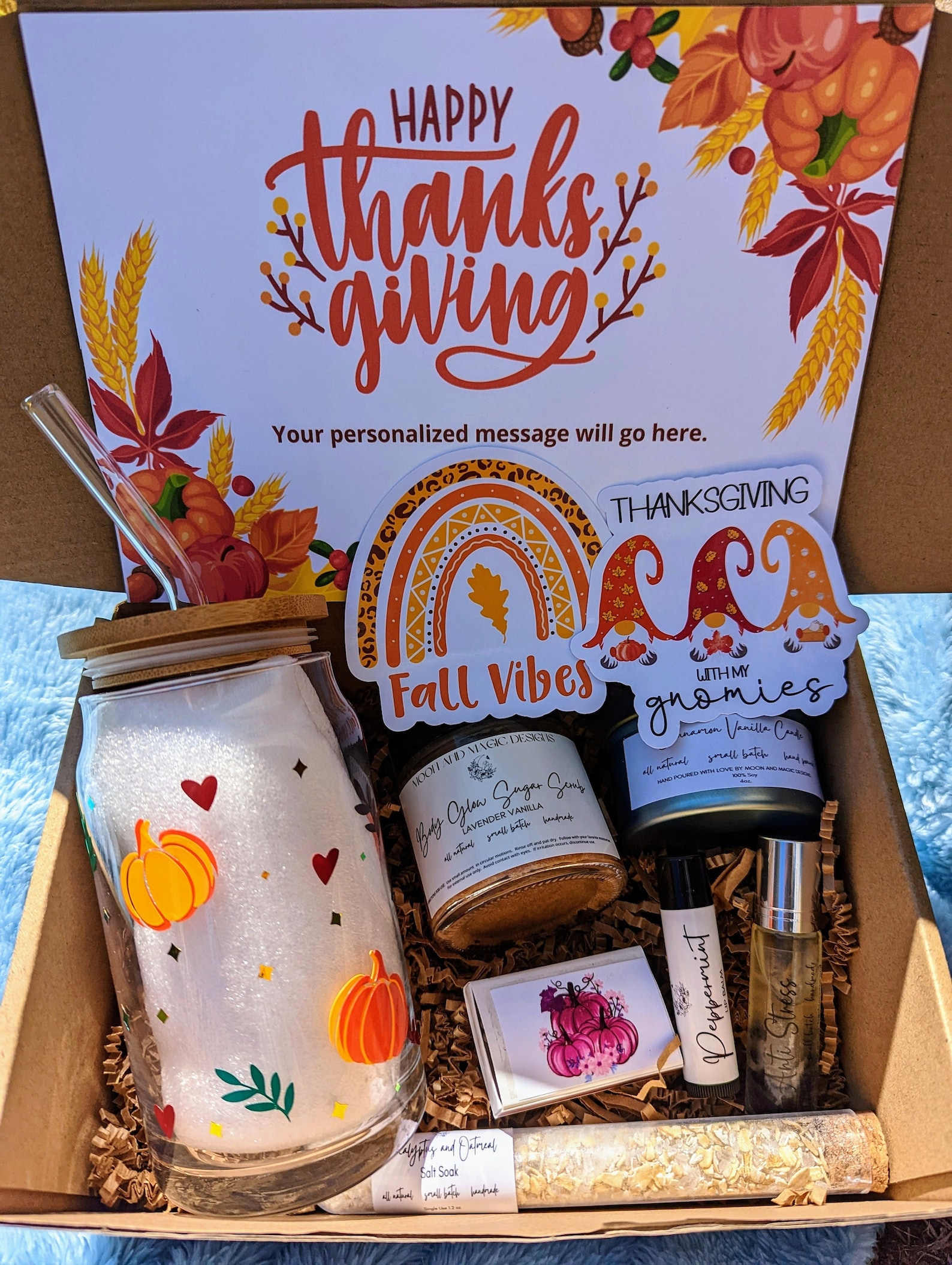 Thanksgiving Gift Box, Fall Gifts Set, Box Set With Candle, Gifts for ...