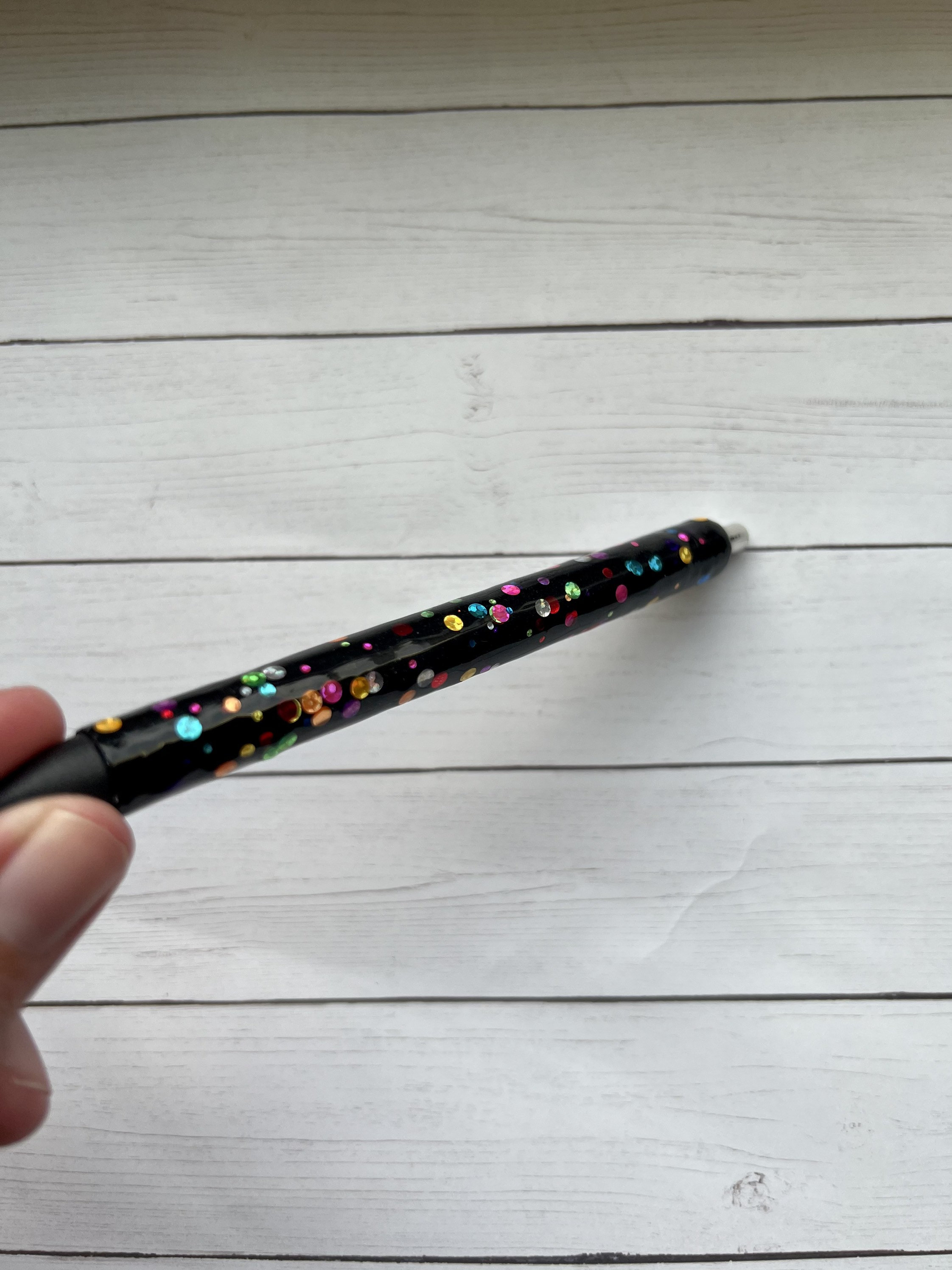 Rainbow Dot Confetti Pen Black Rainbow Glitter Confetti Pen - Etsy