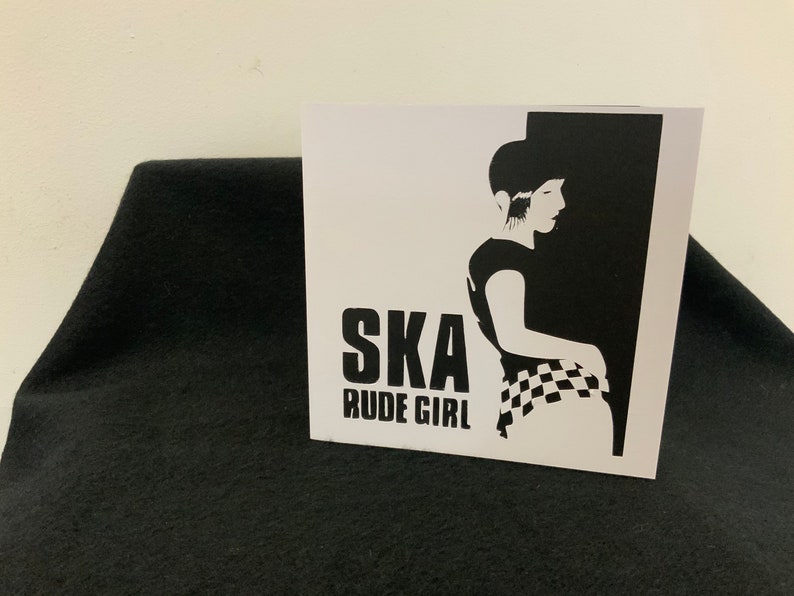 Ska-mod-two Tone Skinhead Girl-rude Girl Blank Card Black and White ...