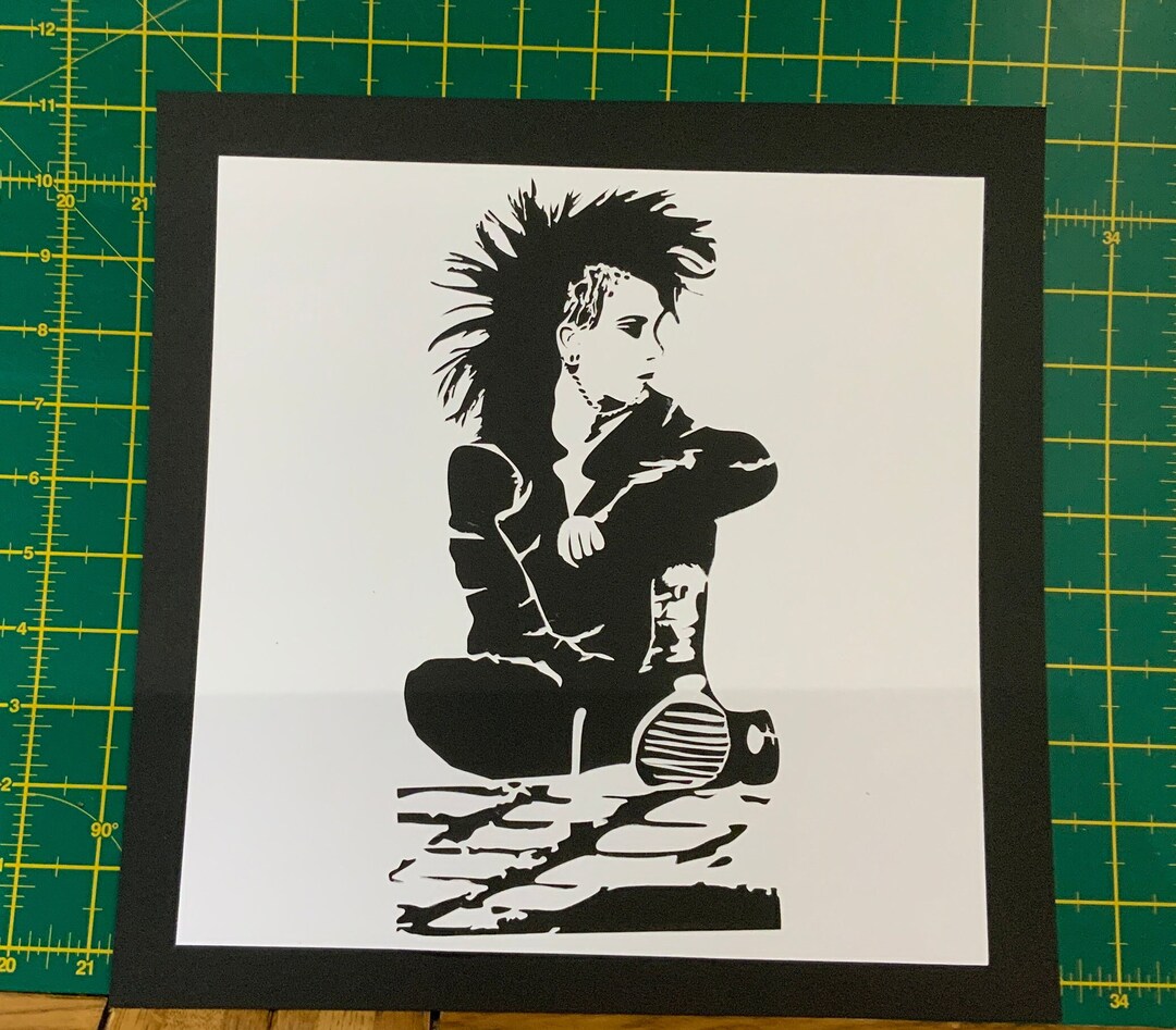 Unique Punk Girl Black and White Paper-cut Artwork - Unframed Punk Rock ...