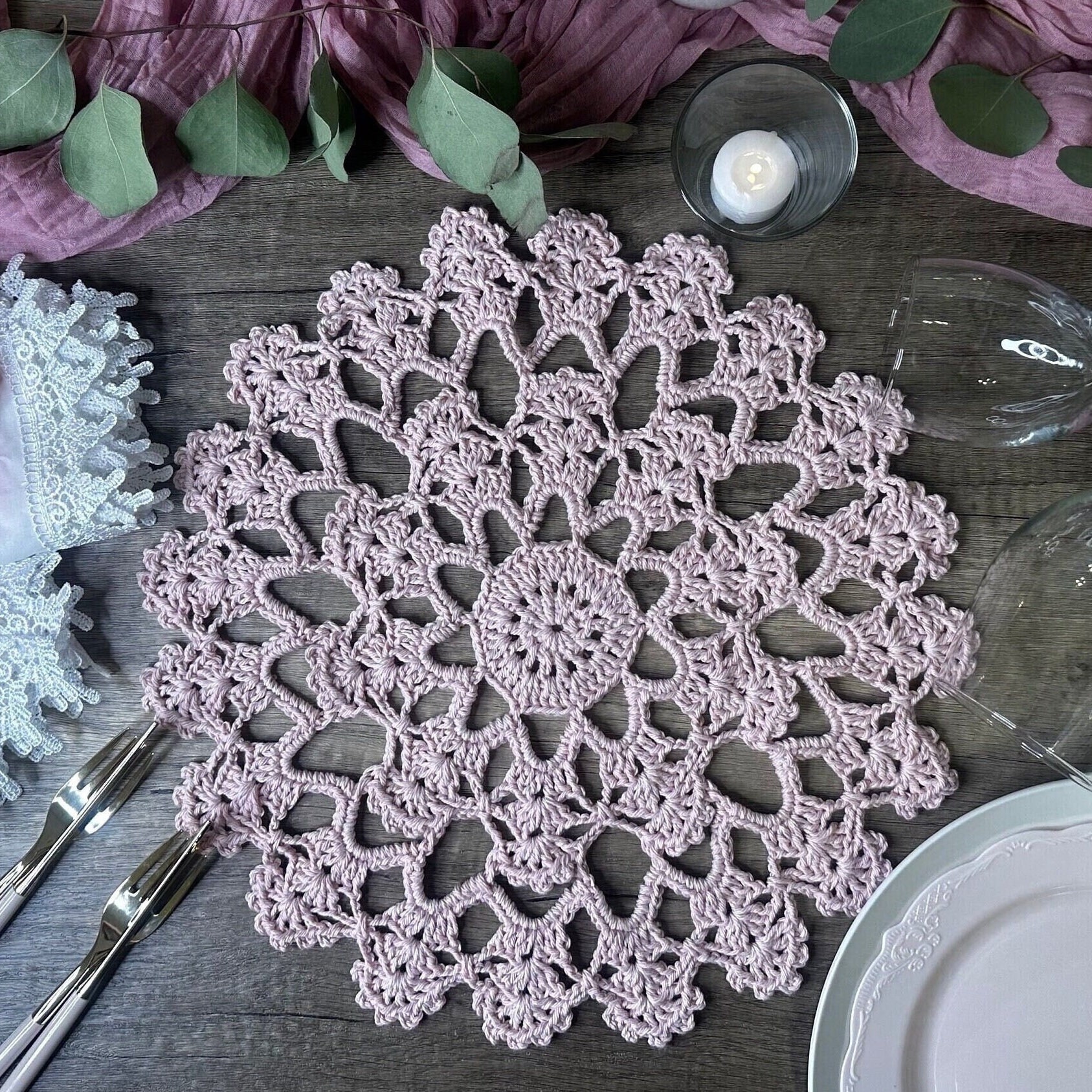 Crochet Placemat - Pink Light - Etsy