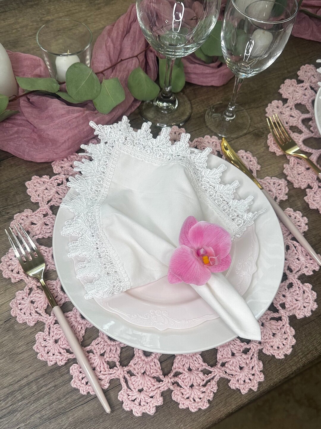 Crochet Placemat - Pink Light - Etsy