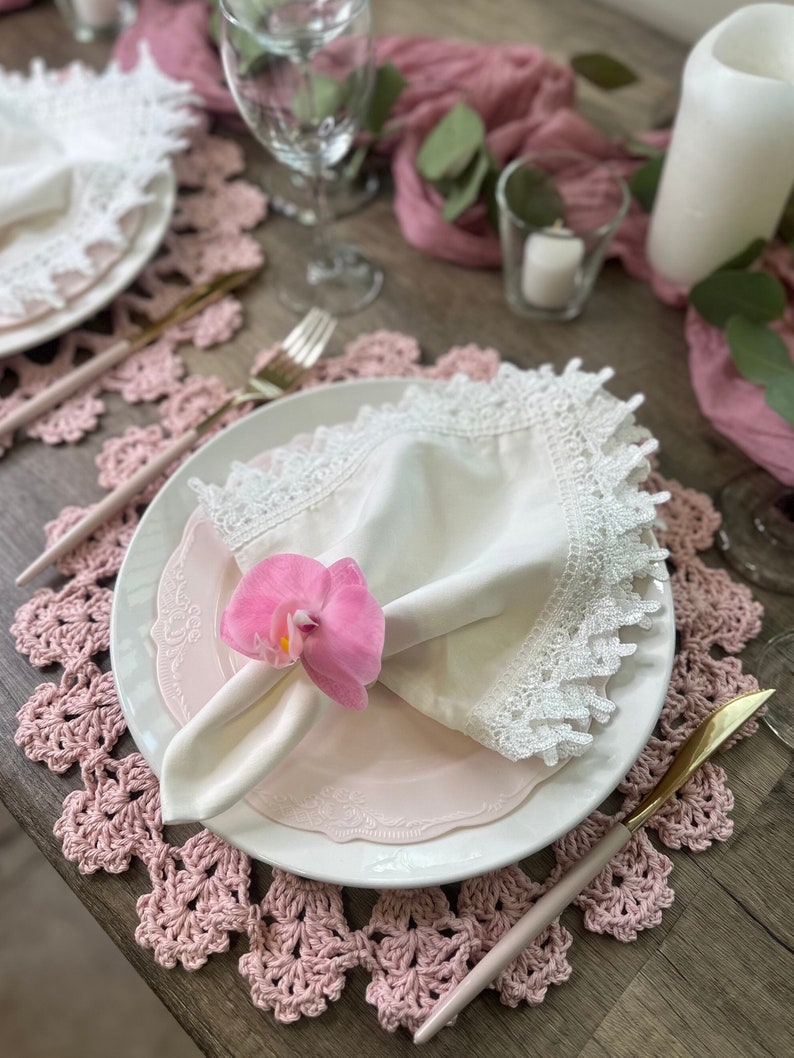 Crochet Placemat - Pink Light - Etsy