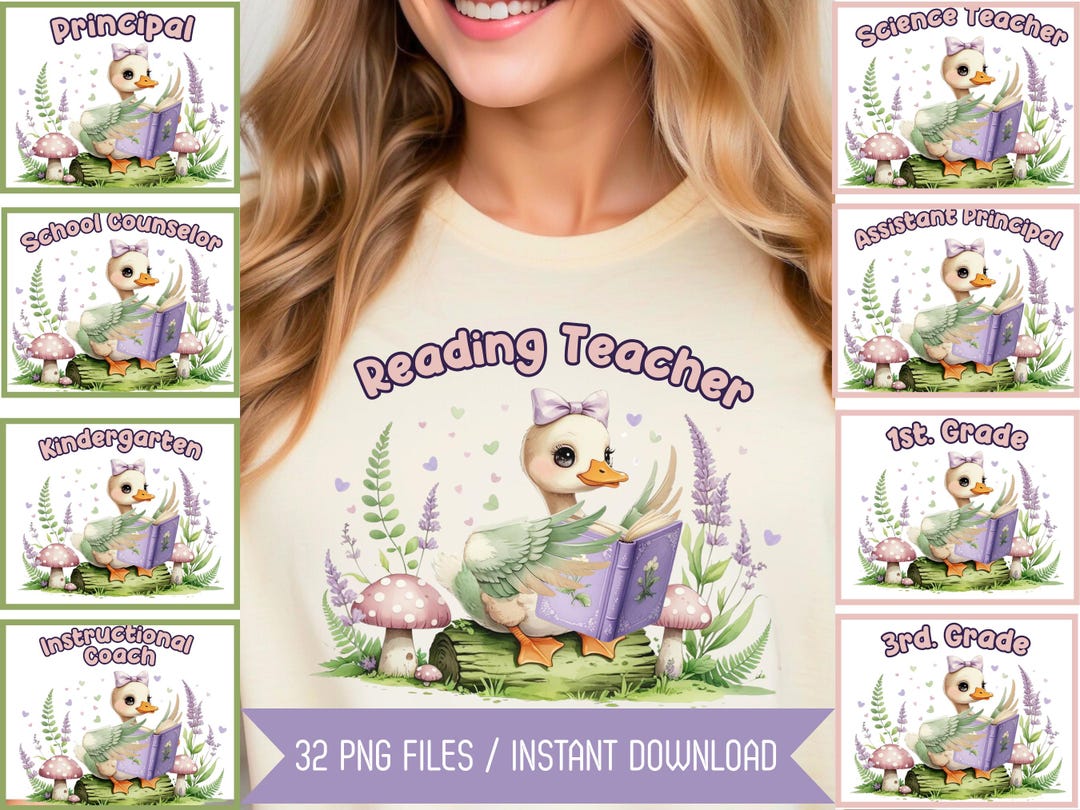 Teacher PNG Bundle, Coquette Goose Design for School Team, School ...