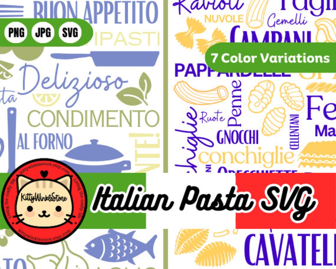 Pasta Svg, Italian Kitchen Digital File, Kitchen Decor, Noodle Svg ...