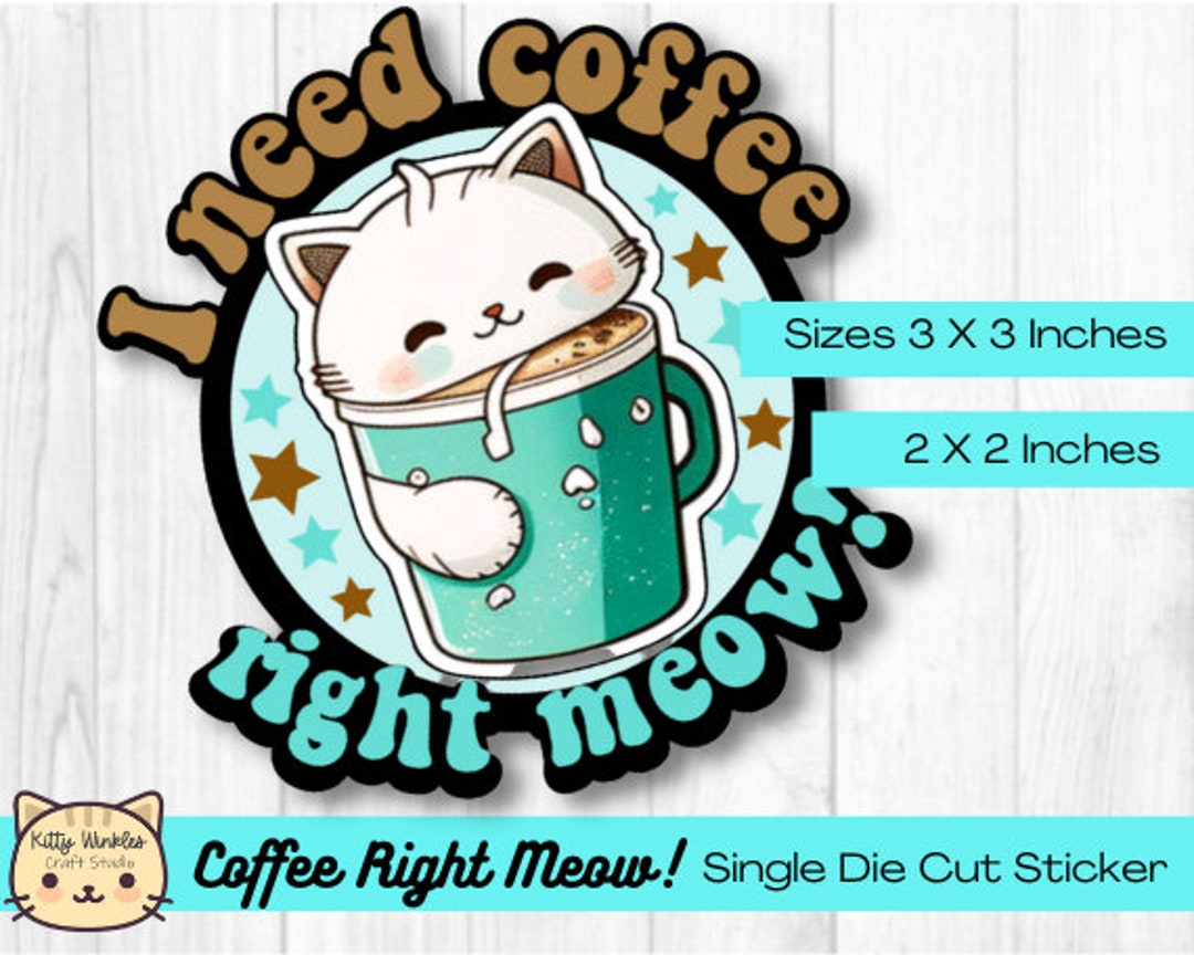 Cat Sticker, Latte, Coffee Sticker, Cat and Coffee, Cute Coffee Drink ...
