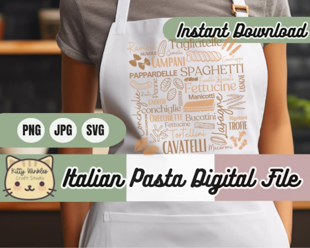 Italian Pasta SVG Bundle: Kitchen Decor Clipart, Italian Food Digital ...