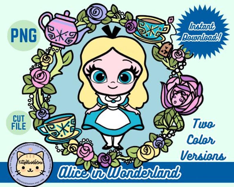 Alice in Wonderland PNG: Digital Clipart File - Etsy