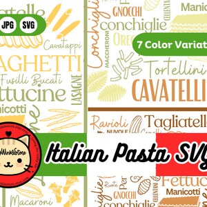 Italian Pasta SVG Bundle: Kitchen Decor Clipart, Italian Food Digital ...