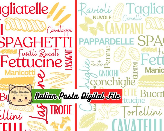 Italian Kitchen Digital File, Pasta Svg, Kitchen Decor, Noodle Svg ...
