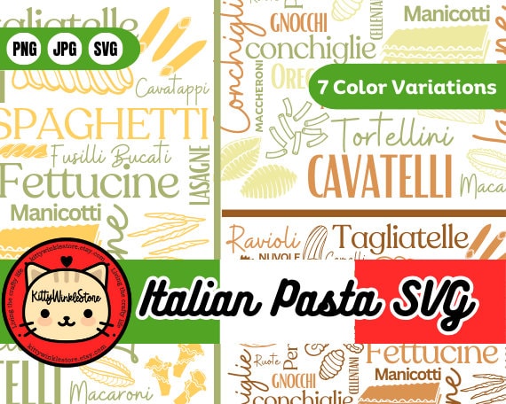 Italian Kitchen Digital File, Pasta Svg, Kitchen Decor, Noodle Svg ...