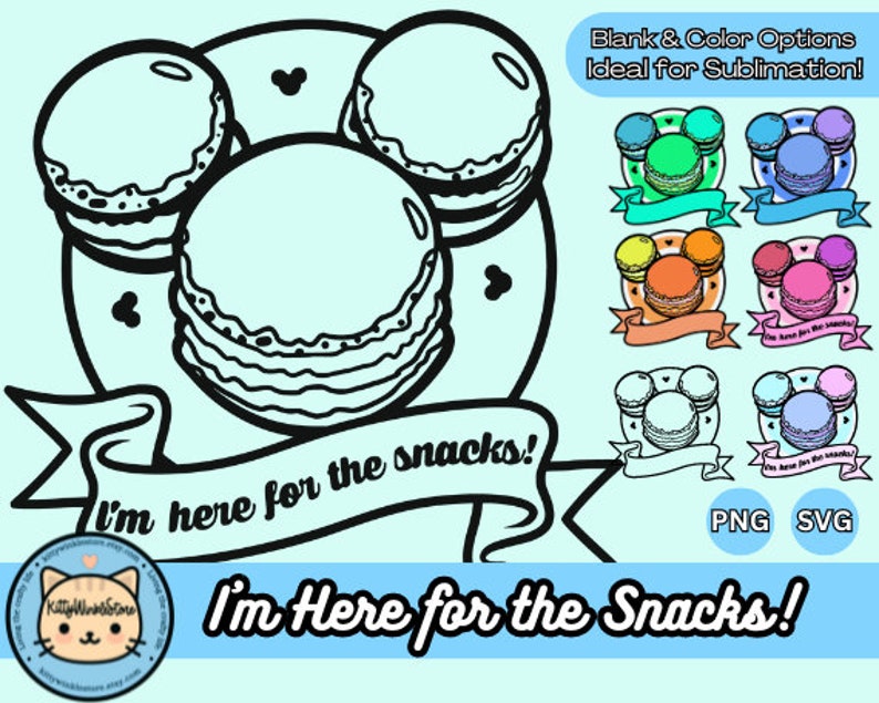I'm Here for the Snacks, Macaroon, Mouse Shaped Macaroon, SVG, Family ...