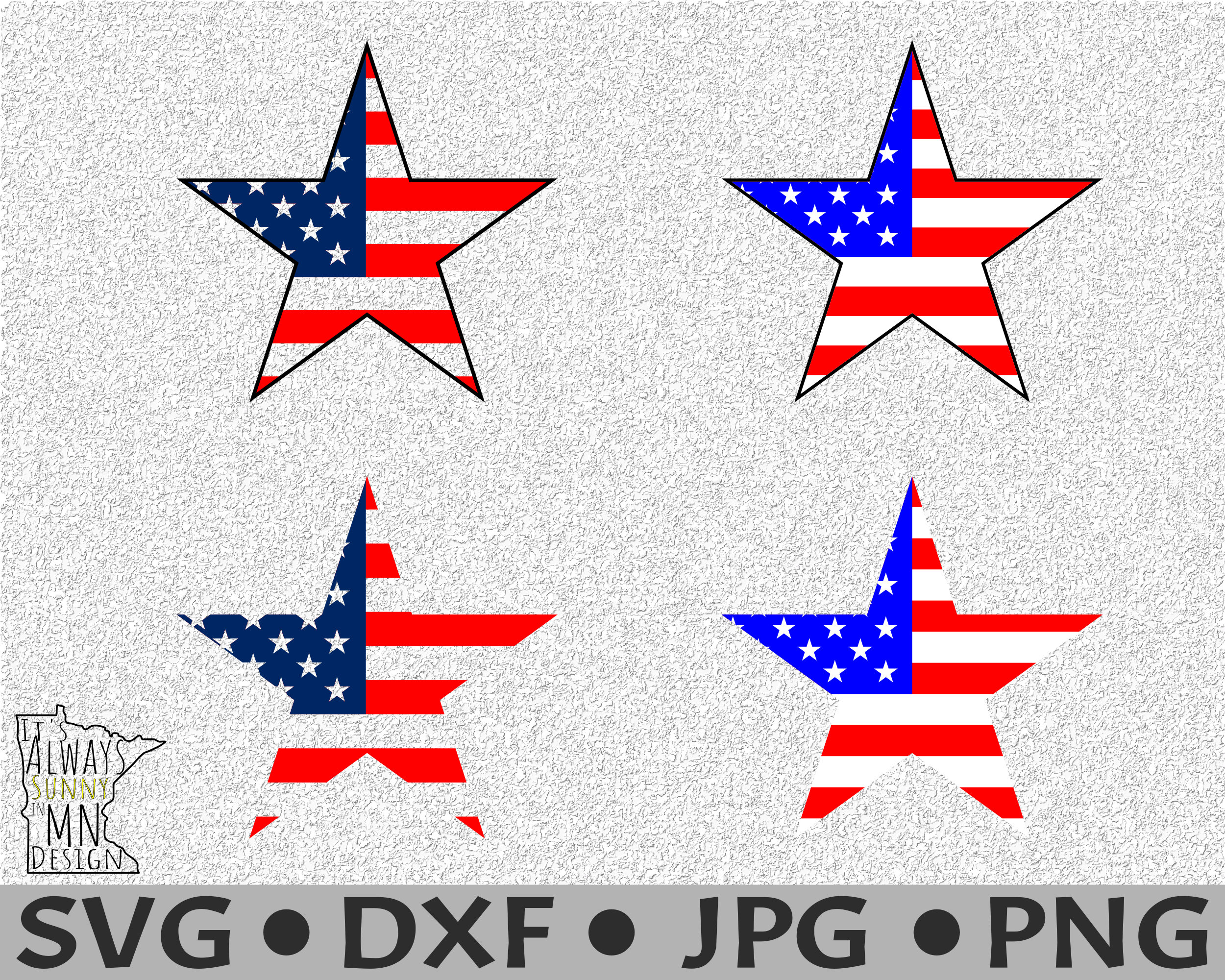 US Flag Star Bundle - Png Jpg Dxf Cutting Files for Cricut and ...