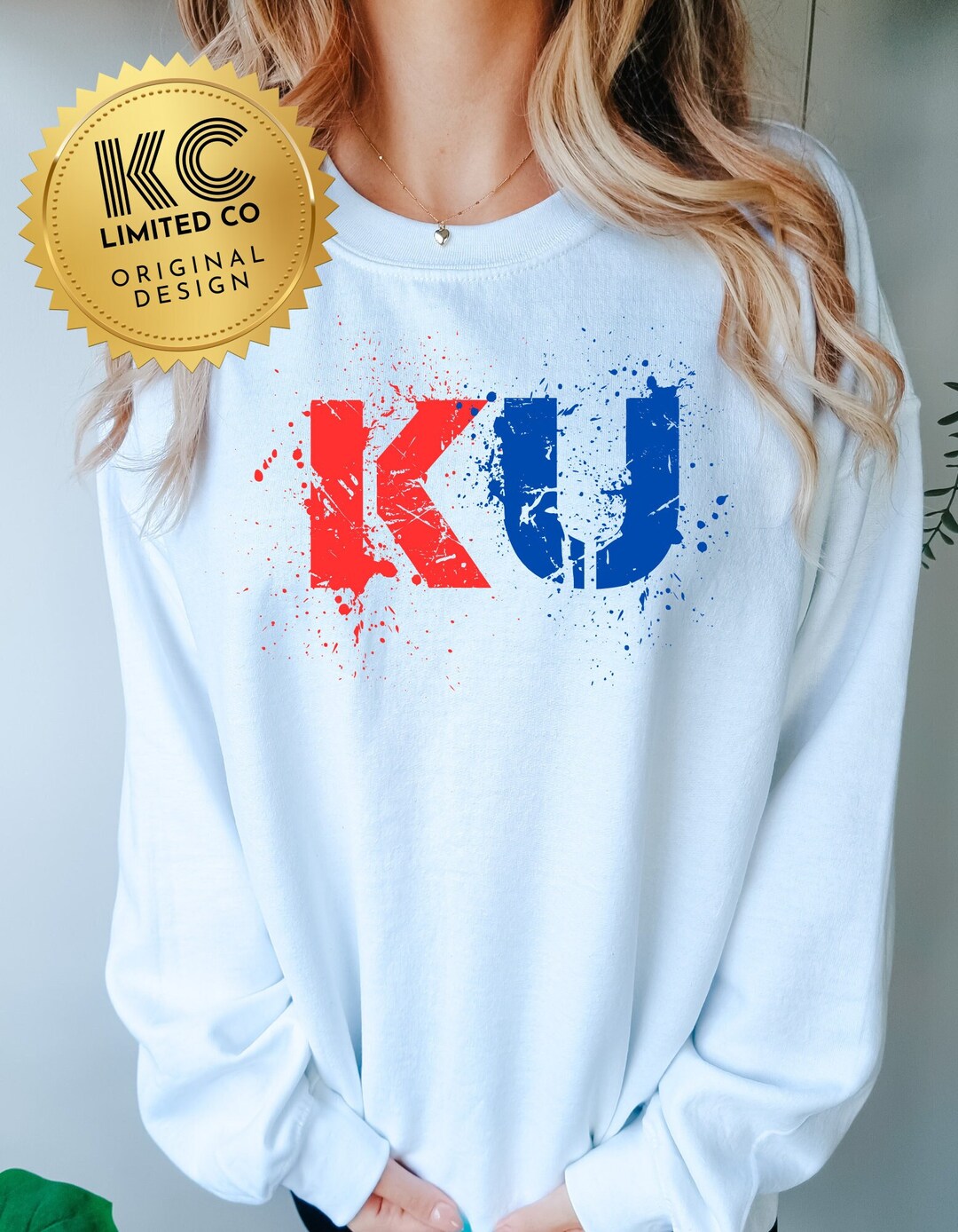KU Paint Splatter Gildan Sweatshirt - Etsy
