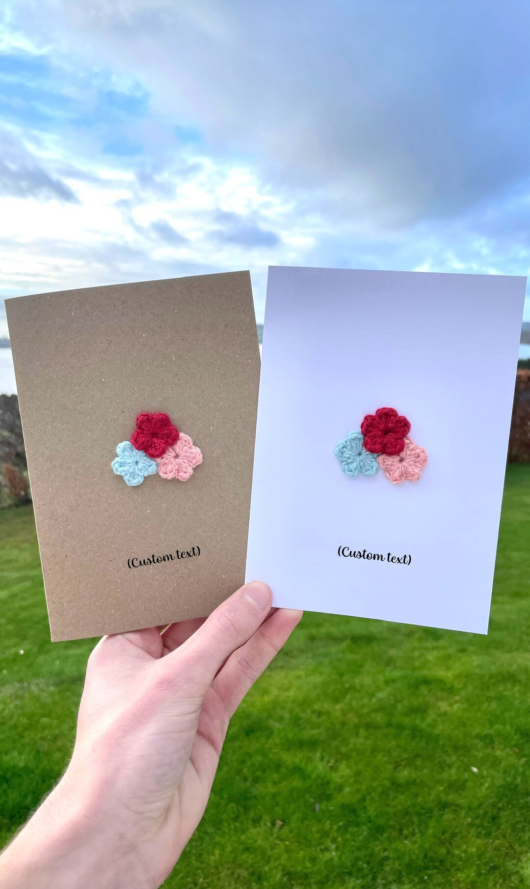 Custom Flower Greetings Card Handmade Crochet Flower Greetings Card ...