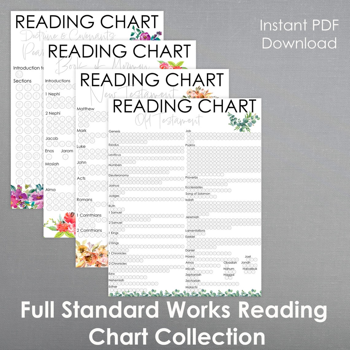 Full Standard Works, Reading Chart, Floral, Come Follow Me 2023, 2024 ...