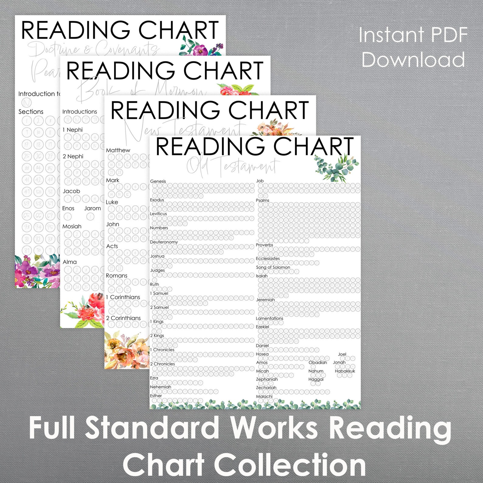 Full Standard Works, Reading Chart, Floral, Come Follow Me 2023, 2024 ...