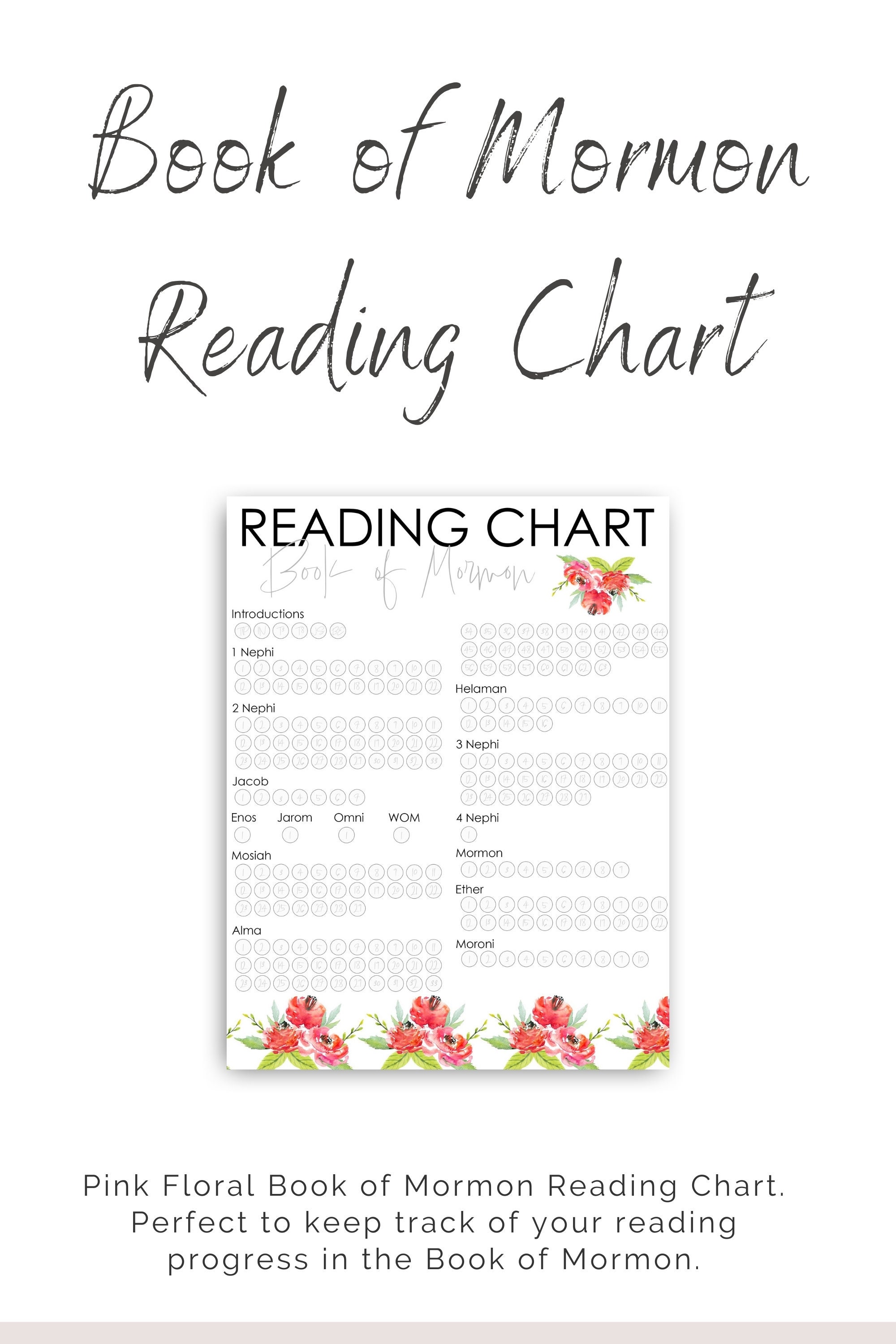 Book of Mormon, Reading Chart, Standard Works, Floral, Come Follow Me ...