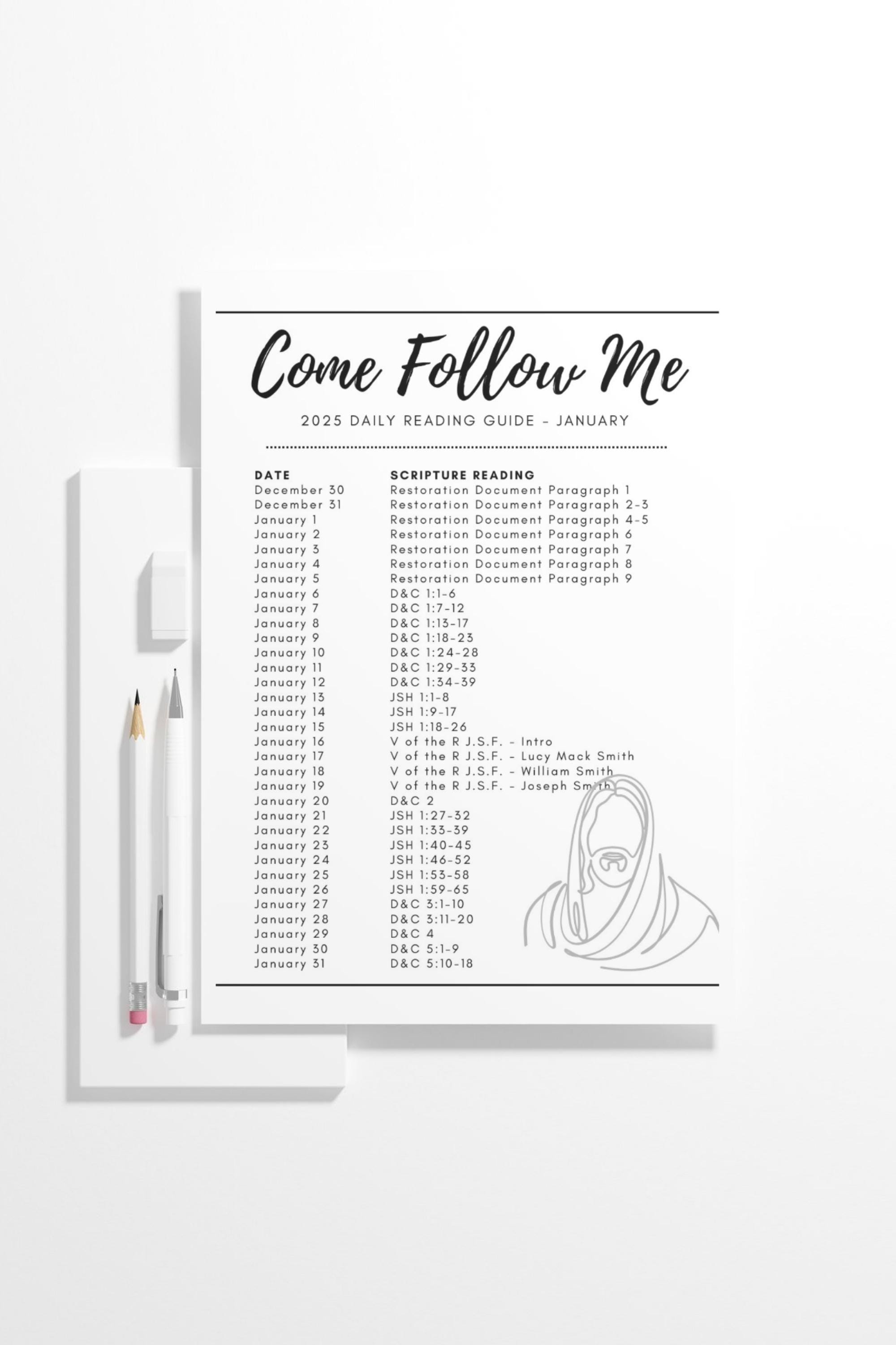 2025 Come Follow Me, Daily Reading Chart, Doctrine & Covenants Daily ...