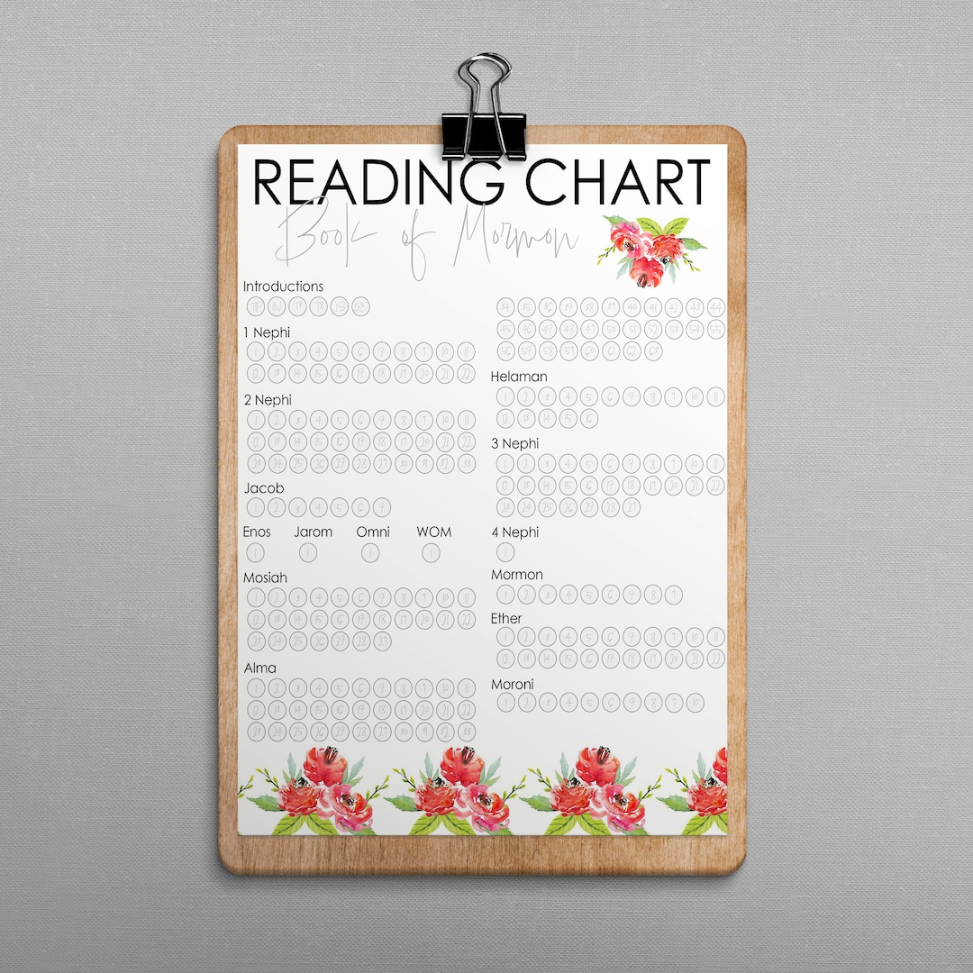 Book of Mormon, Reading Chart, Standard Works, Floral, Come Follow Me ...