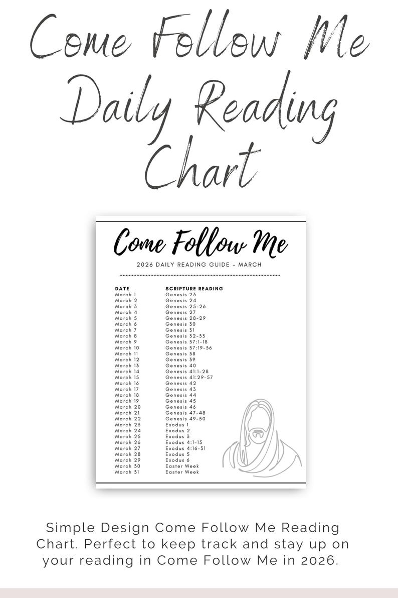 2026 Come Follow Me, Daily Reading Chart, Bible, Old Testament Daily ...