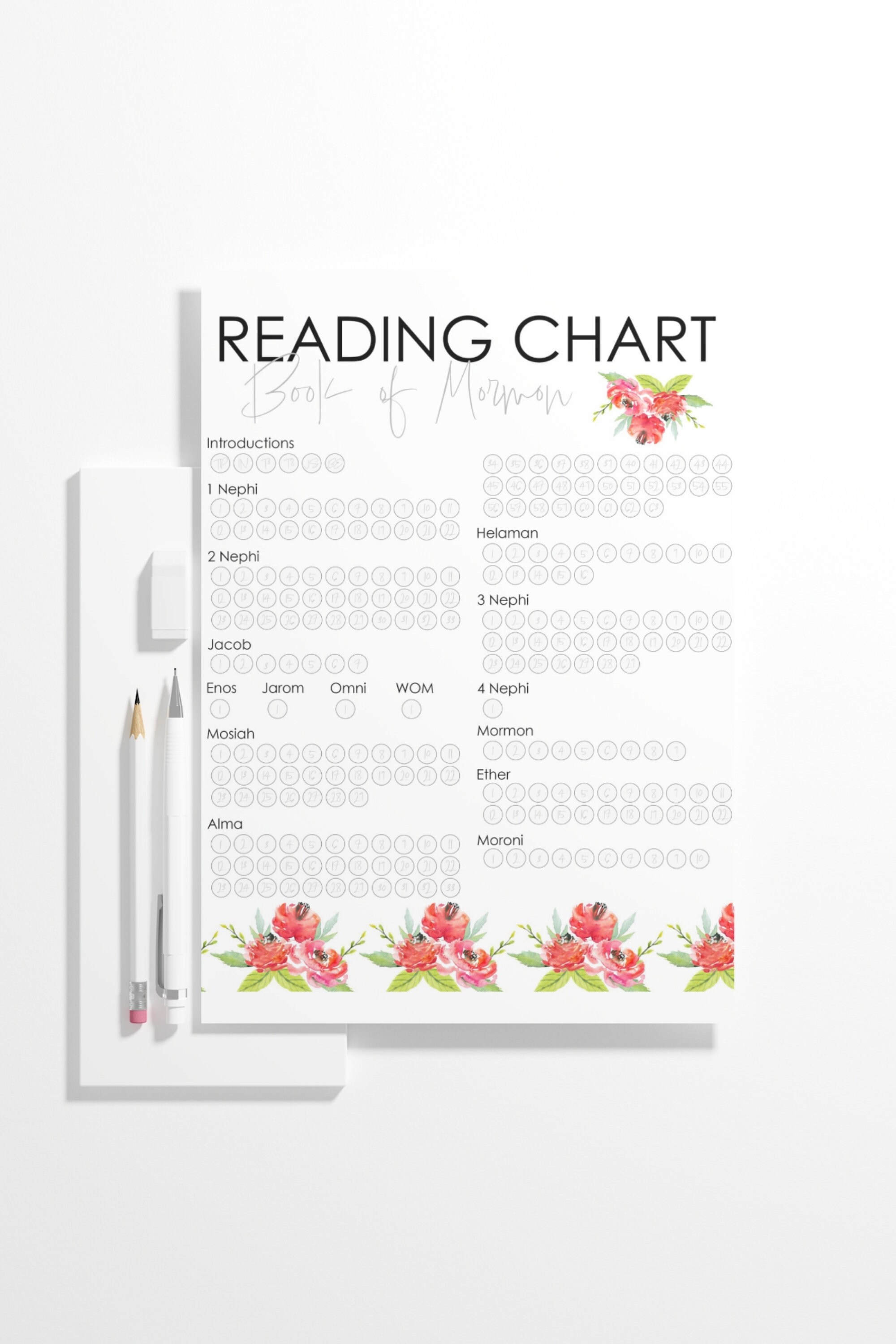 Book of Mormon, Reading Chart, Standard Works, Floral, Come Follow Me ...