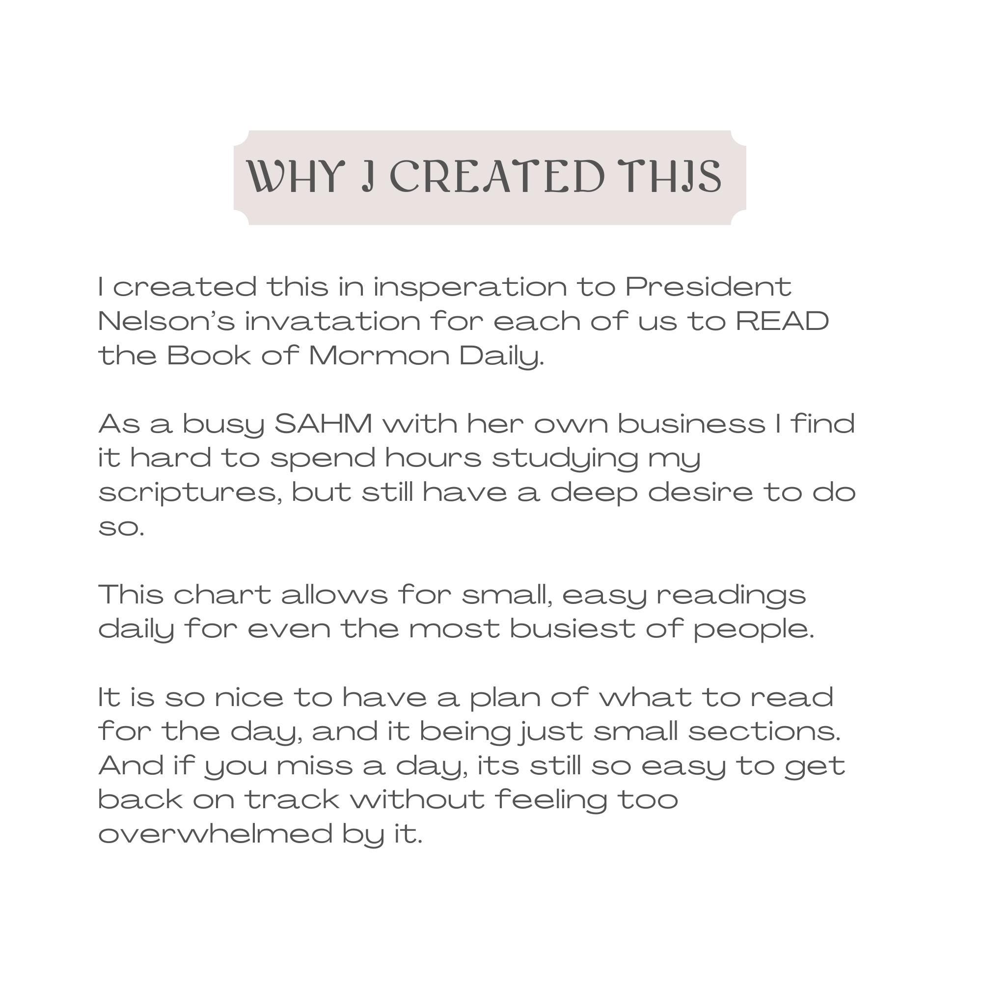 Book of Mormon Daily Reading Chart, Reading Goals, 2025, Scripture ...