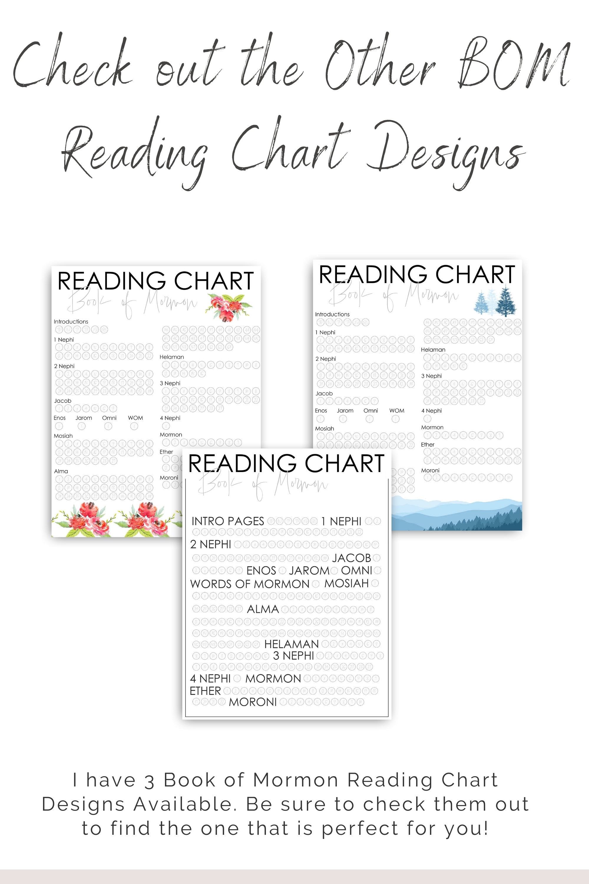 Book of Mormon, Reading Chart, Standard Works, Floral, Come Follow Me ...